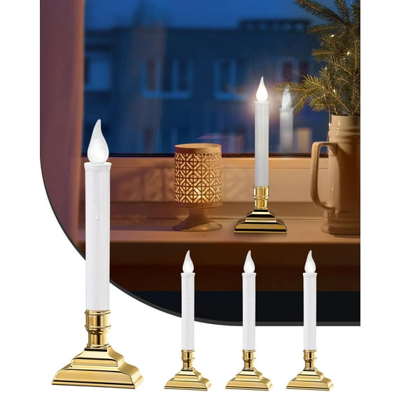 SURAIELEC Battery Operated Christmas Window Candles, Dusk-to-Dawn ...