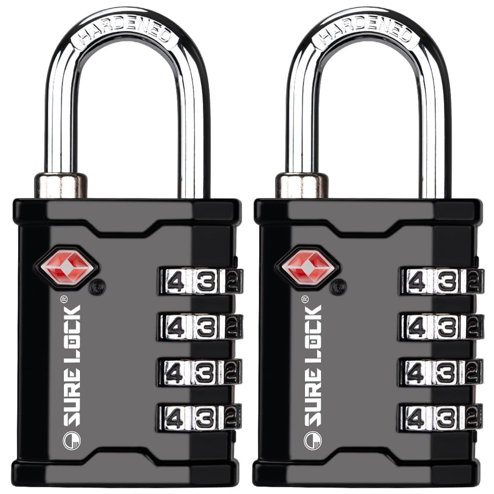 SURE LOCK TSA Accepted Heavy Duty Big Combination Luggage Padlock for ...