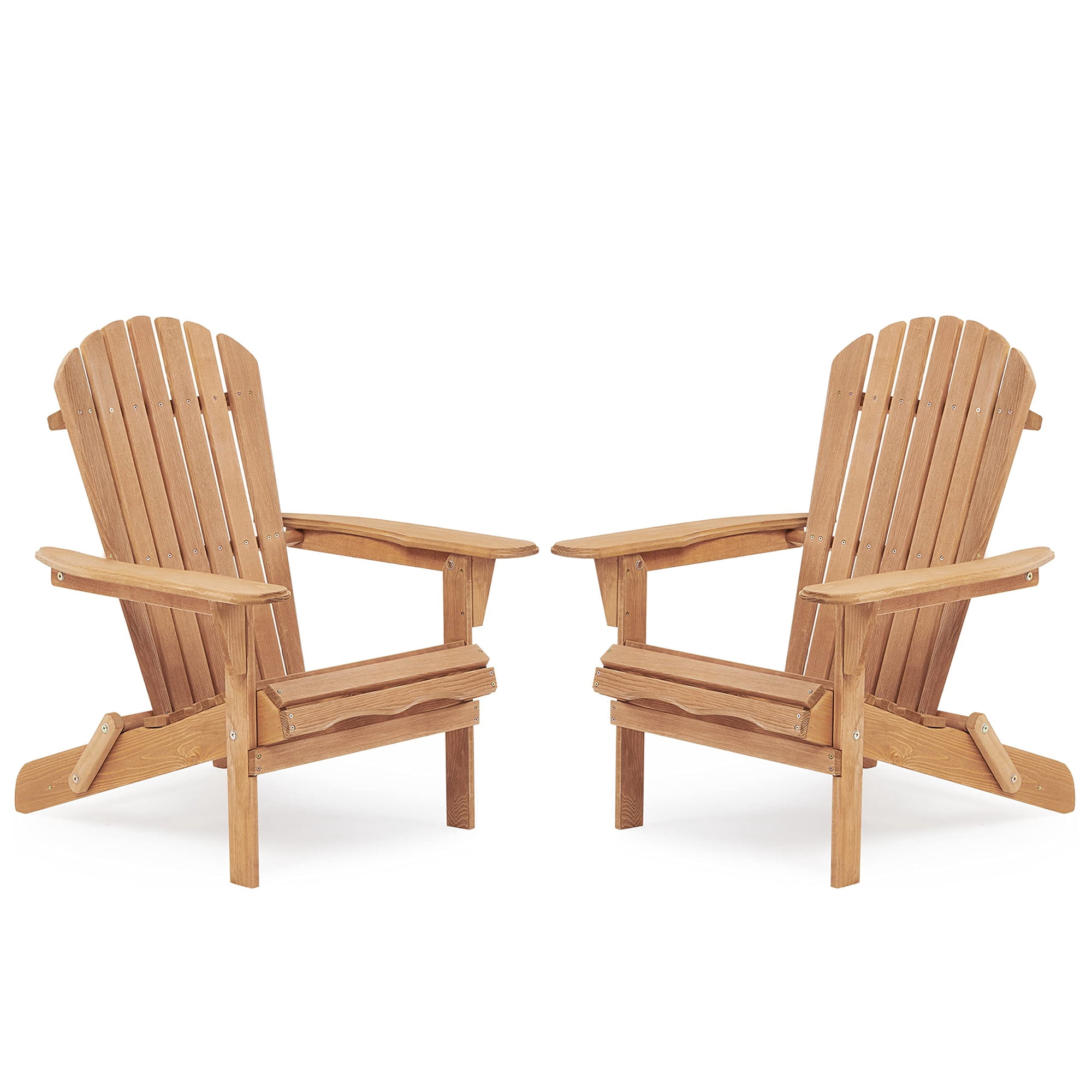 SUREGO Folding Adirondack Chairs Set of 2, Natural Wood Patio Lounge ...