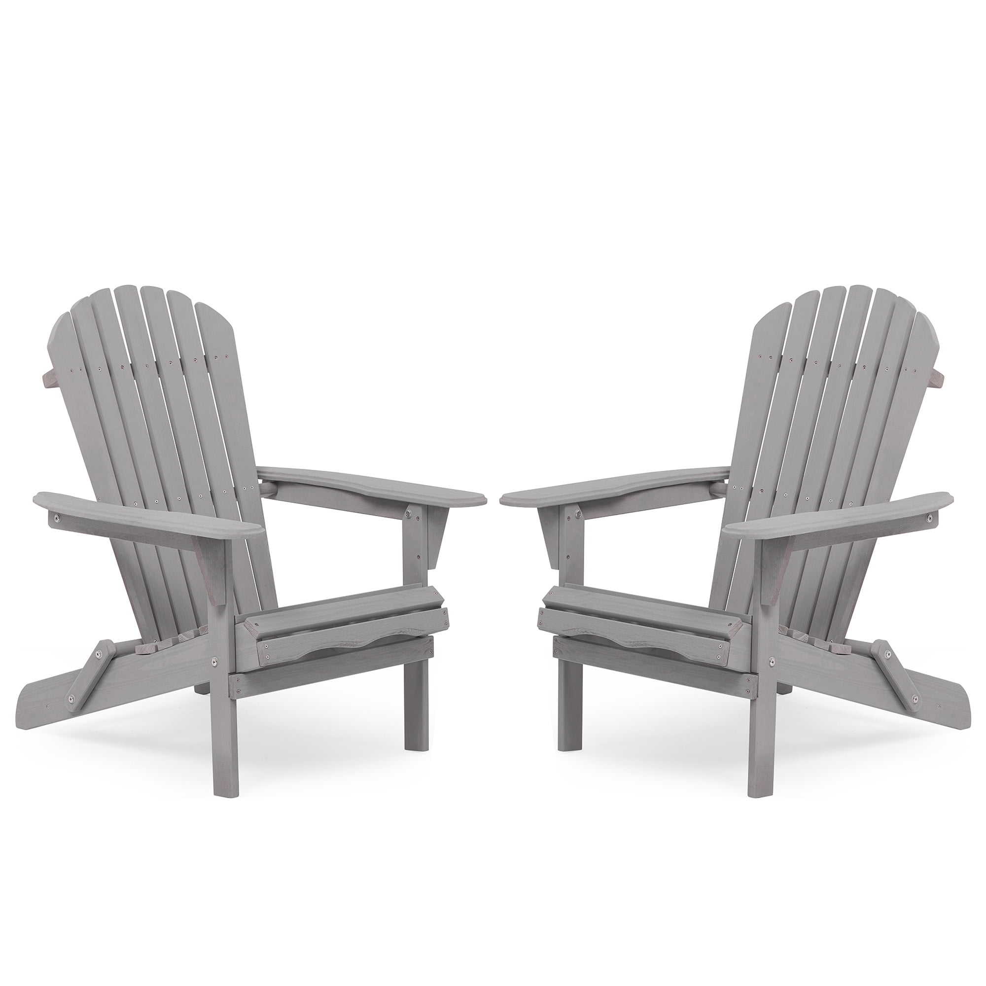 SUREGO Folding Adirondack Chairs Set of 2, Natural Wood Patio Lounge ...