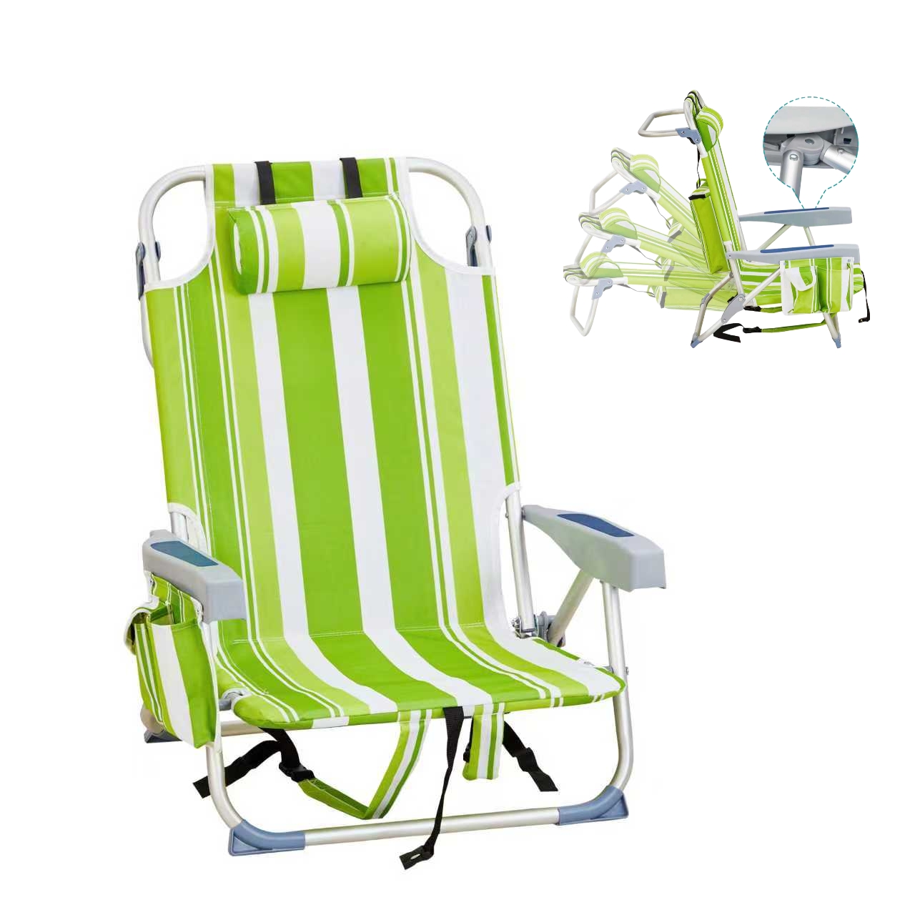 SUREGO Folding Beach Chair with 5-Position Adjustable Recline ...