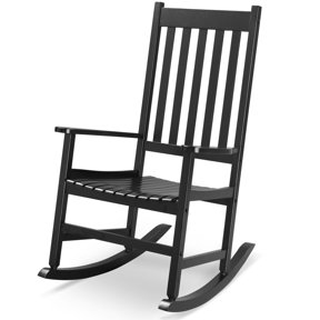 "Ktaxon Wooden Rocking Chair, Black, Solid Wood, Indoor and Outdoor ...