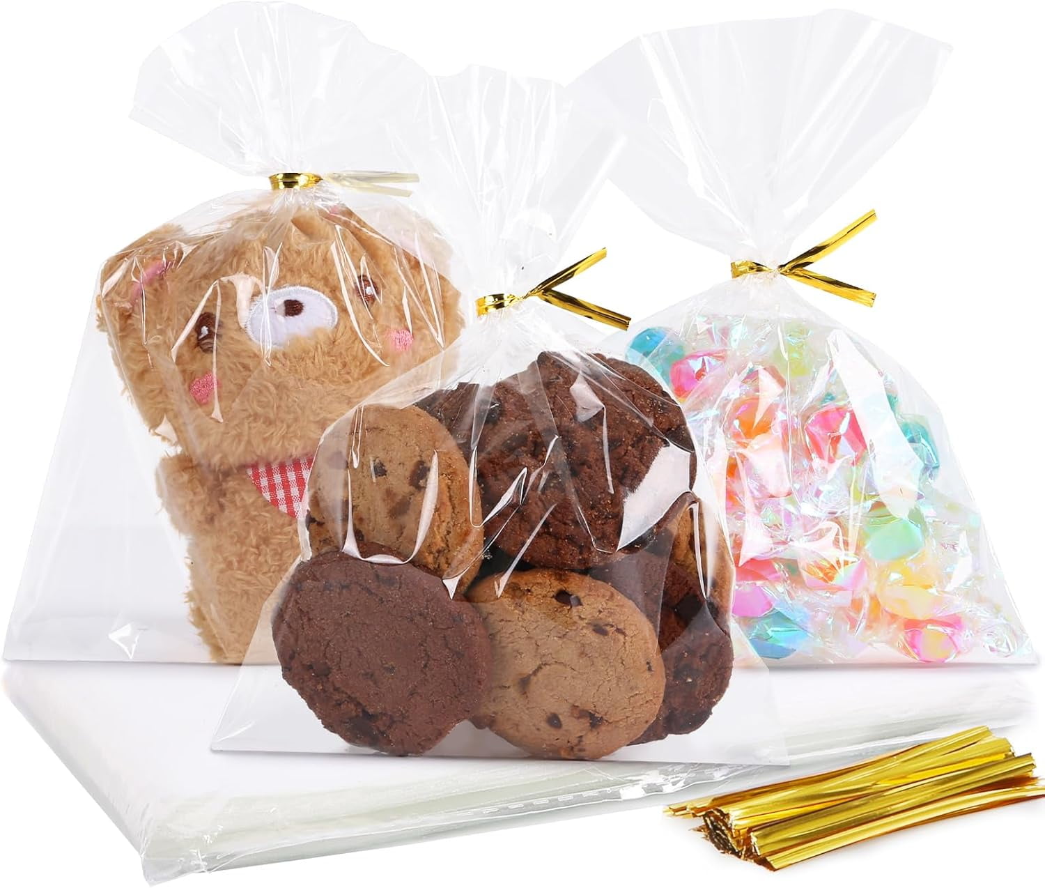 SUREHOME Cookie Bags Cellophane Clear Individual Treat for Cookies, 5x6 ...