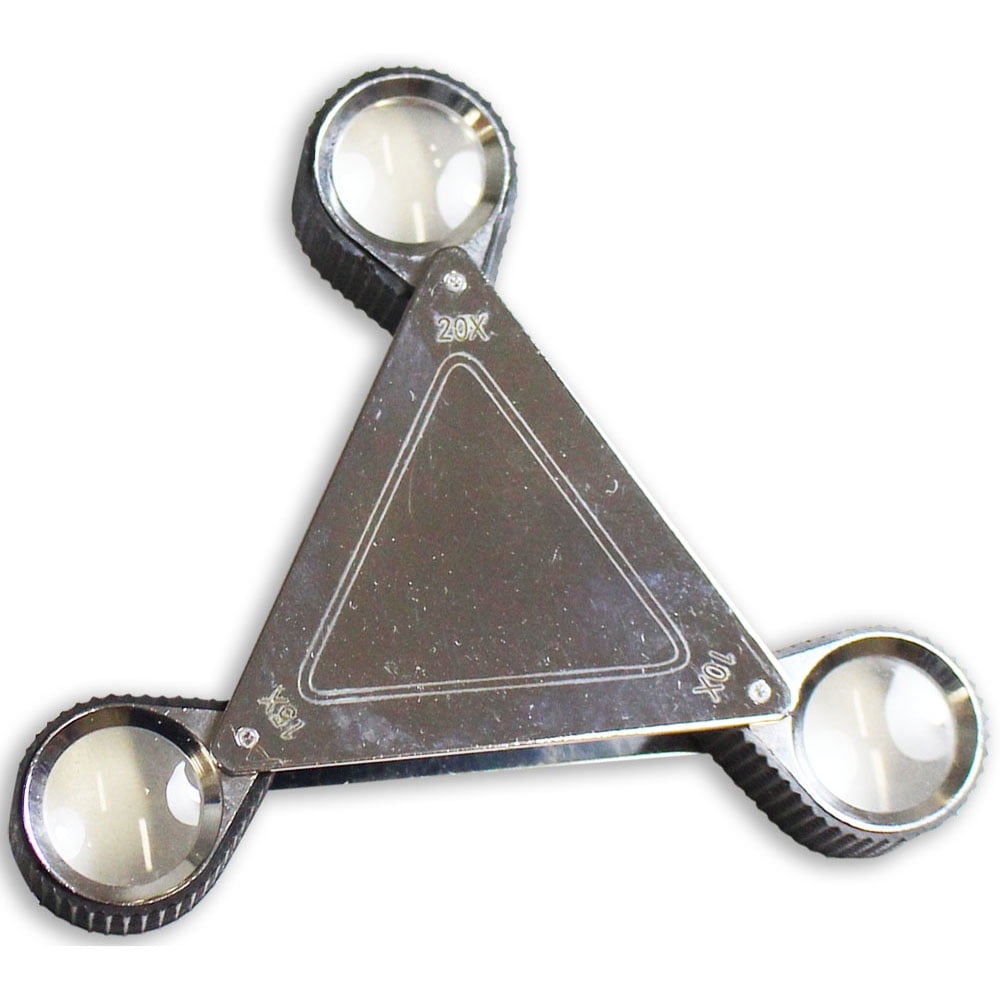 ToolUSA Triangular Magnifier | 3 Swiveling Loupes | 10X, 15X, 20X Power ...