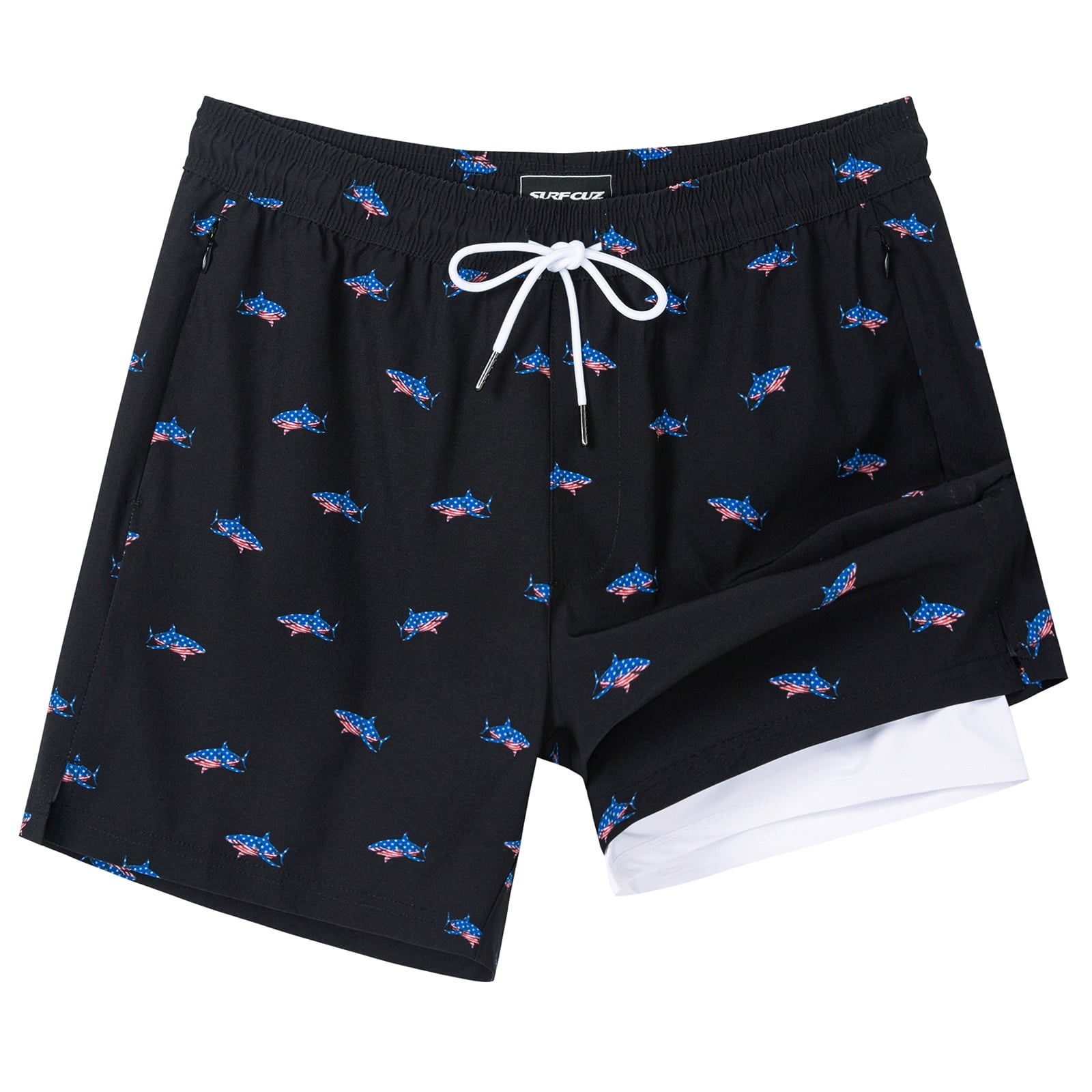 SURF CUZ Mens Swim Trunks with Compression Liner Mens Swimming Trunks 5 ...