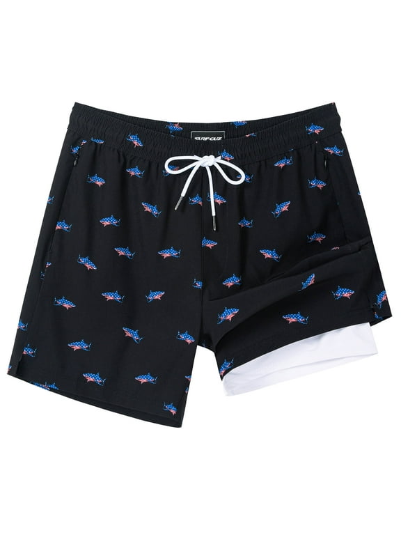 Demon Slayer Mens Swim Trunks with Compression Liner Board Shorts Quick ...