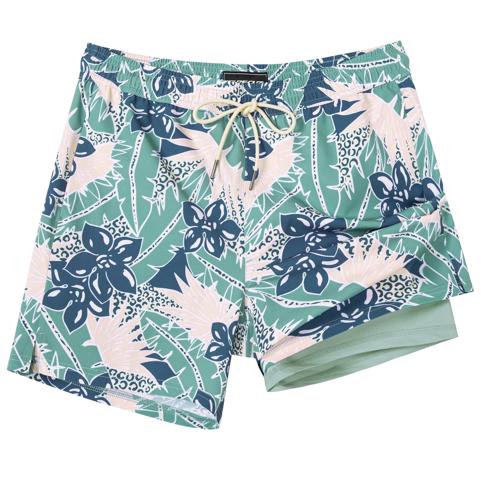 SURF CUZ Mens Swim Trunks with Compression Liner Mens Swimming Trunks 5 ...