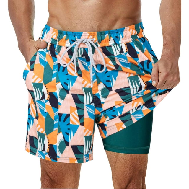 SURF CUZ Mens Swim Trunks with Compression Liner Quick Dry Bathing ...