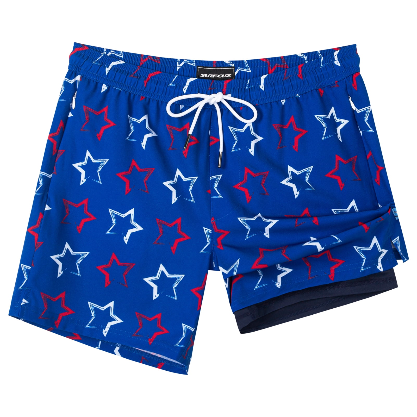 SURF CUZ Mens Swim Trunks with Compression Liner Swimming Trunks 5 Inch ...