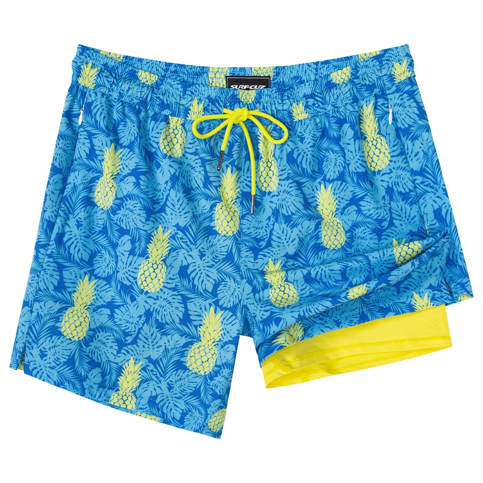 SURF CUZ Mens Swim Trunks with Compression Liner Swimming Trunks 5 Inch ...