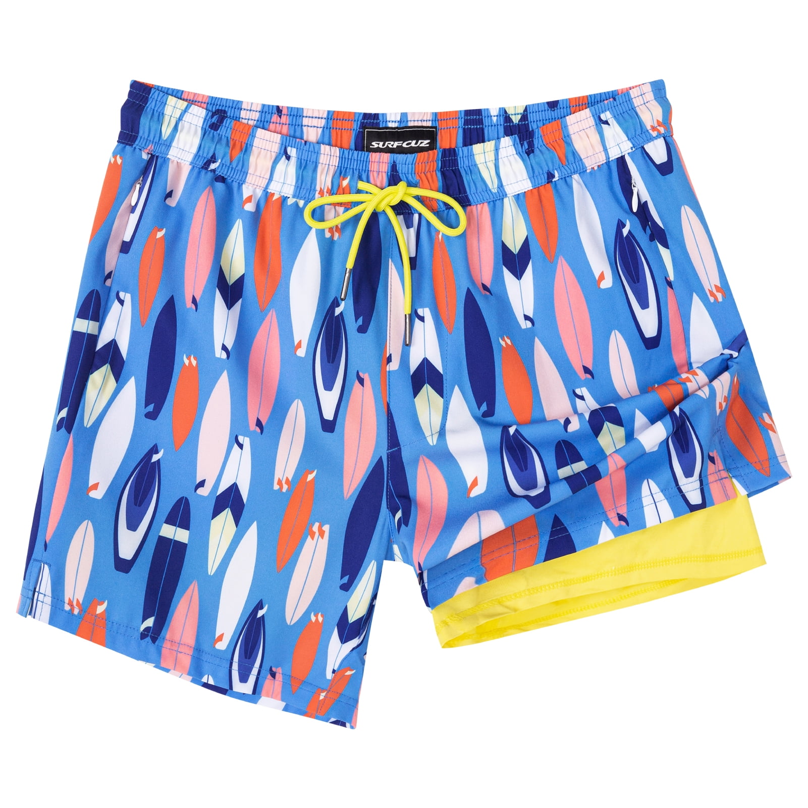 SURF CUZ Mens Swim Trunks with Compression Liner Swimming Trunks 5 Inch ...