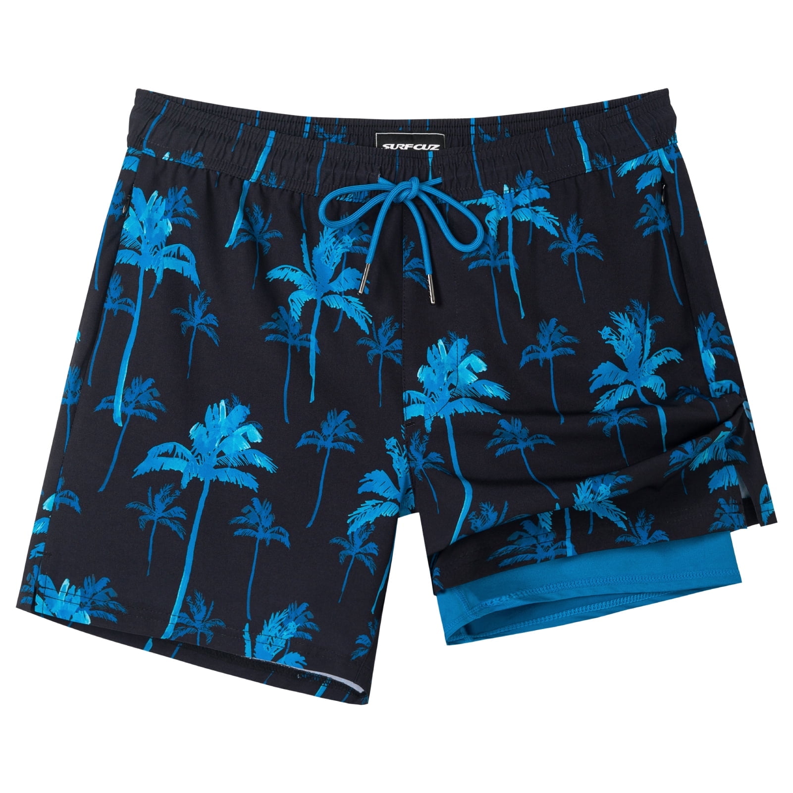 SURF CUZ Mens Swim Trunks with Compression Liner Swimming Trunks 5 Inch ...