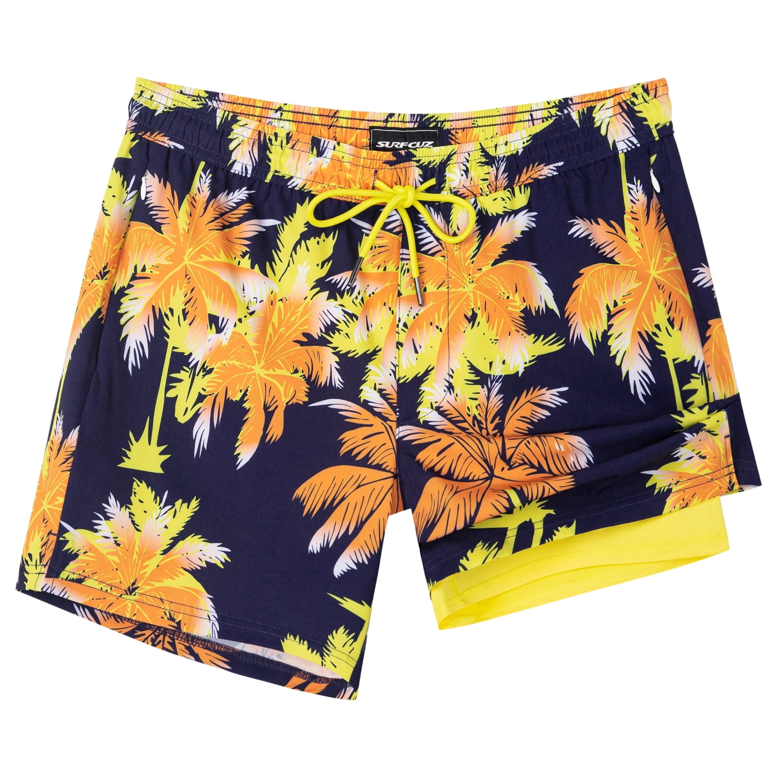 SURF CUZ Mens Swim Trunks with Compression Liner Swimming Trunks 5 Inch ...