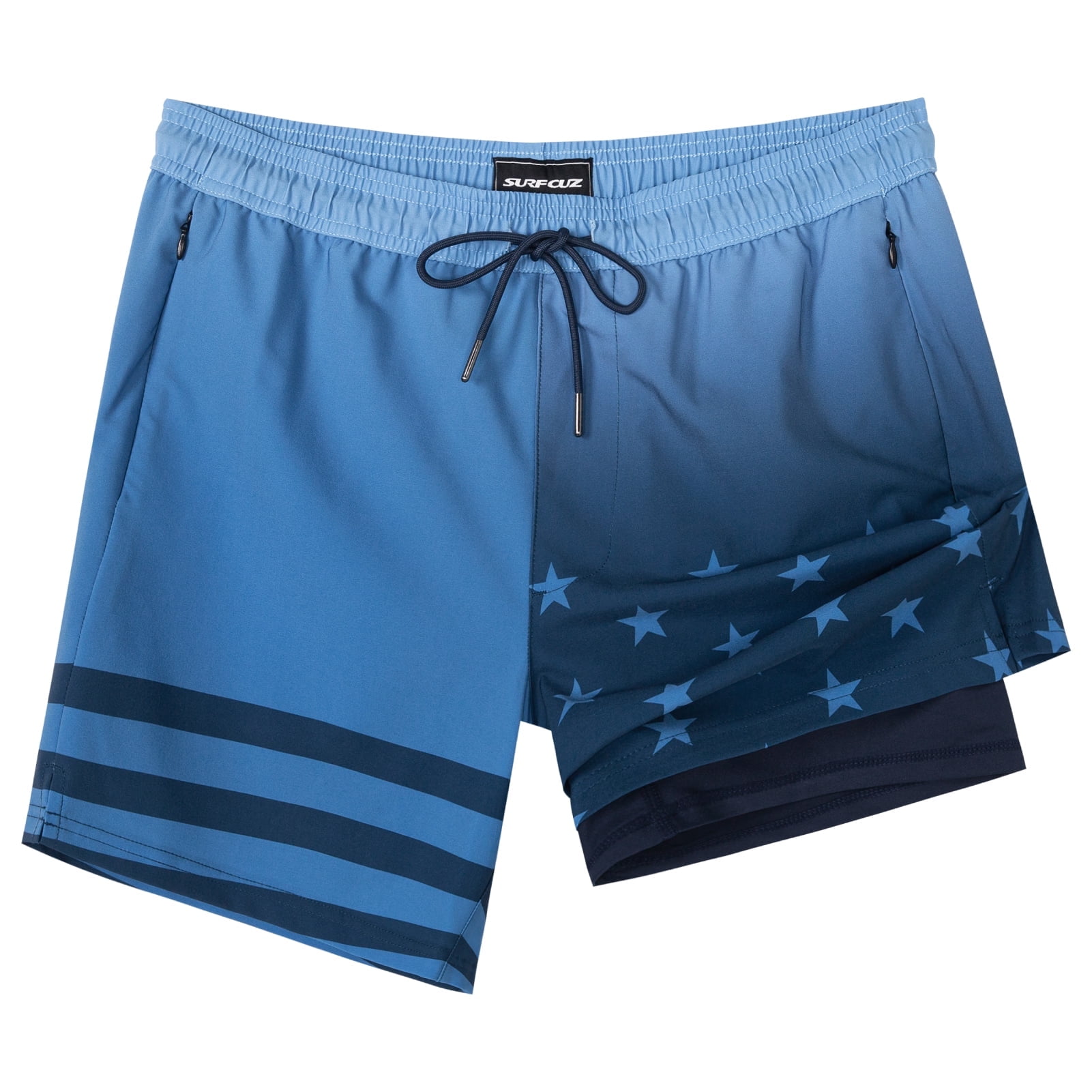 SURF CUZ Mens Swim Trunks with Compression Liner Swimming Trunks 5 Inch ...