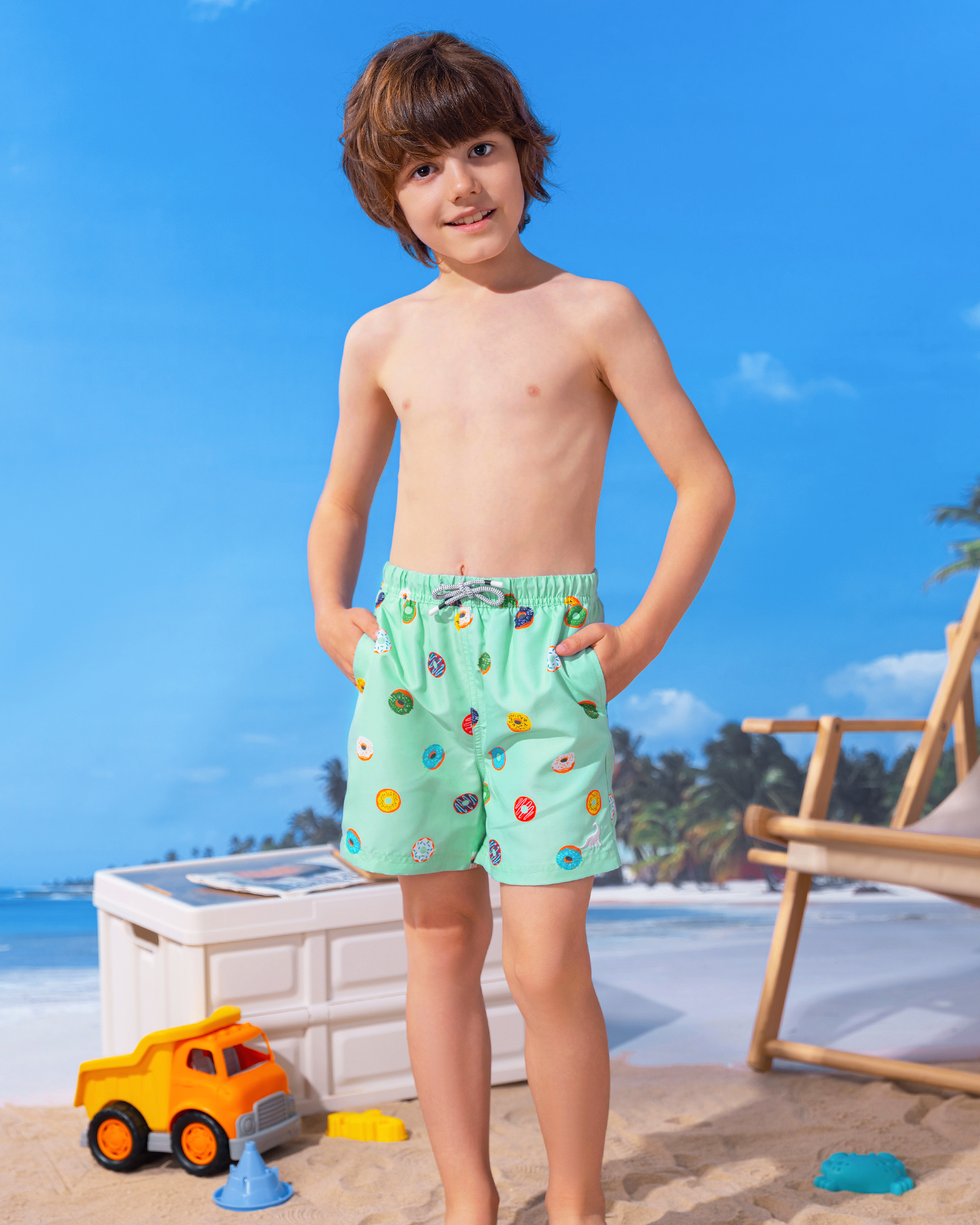 Little Hand Toddler Boys Swim Trunks Elestic Waist Board Shorts 3-4 ...