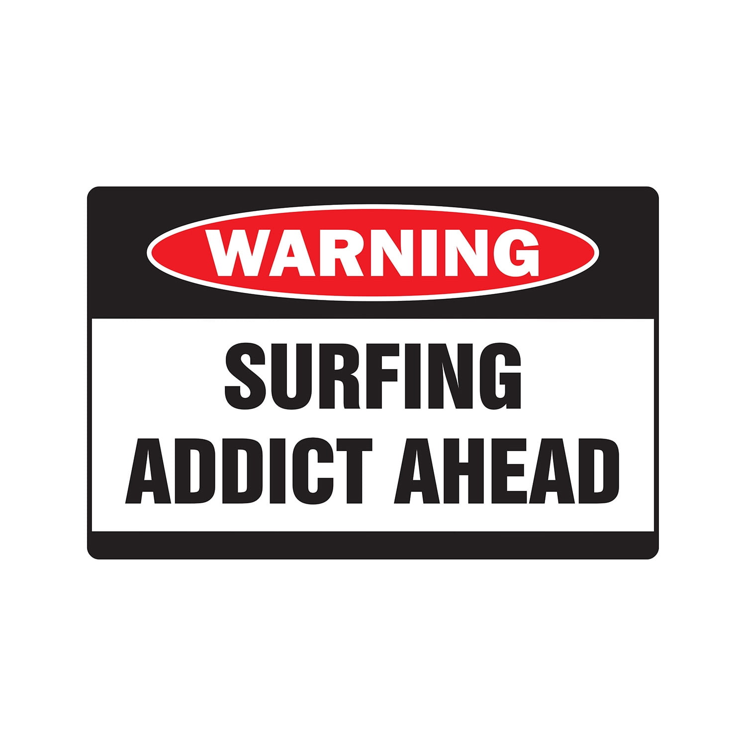 SURFING ADDICT Warning Sign water waves beach sand surfboard surfer ...