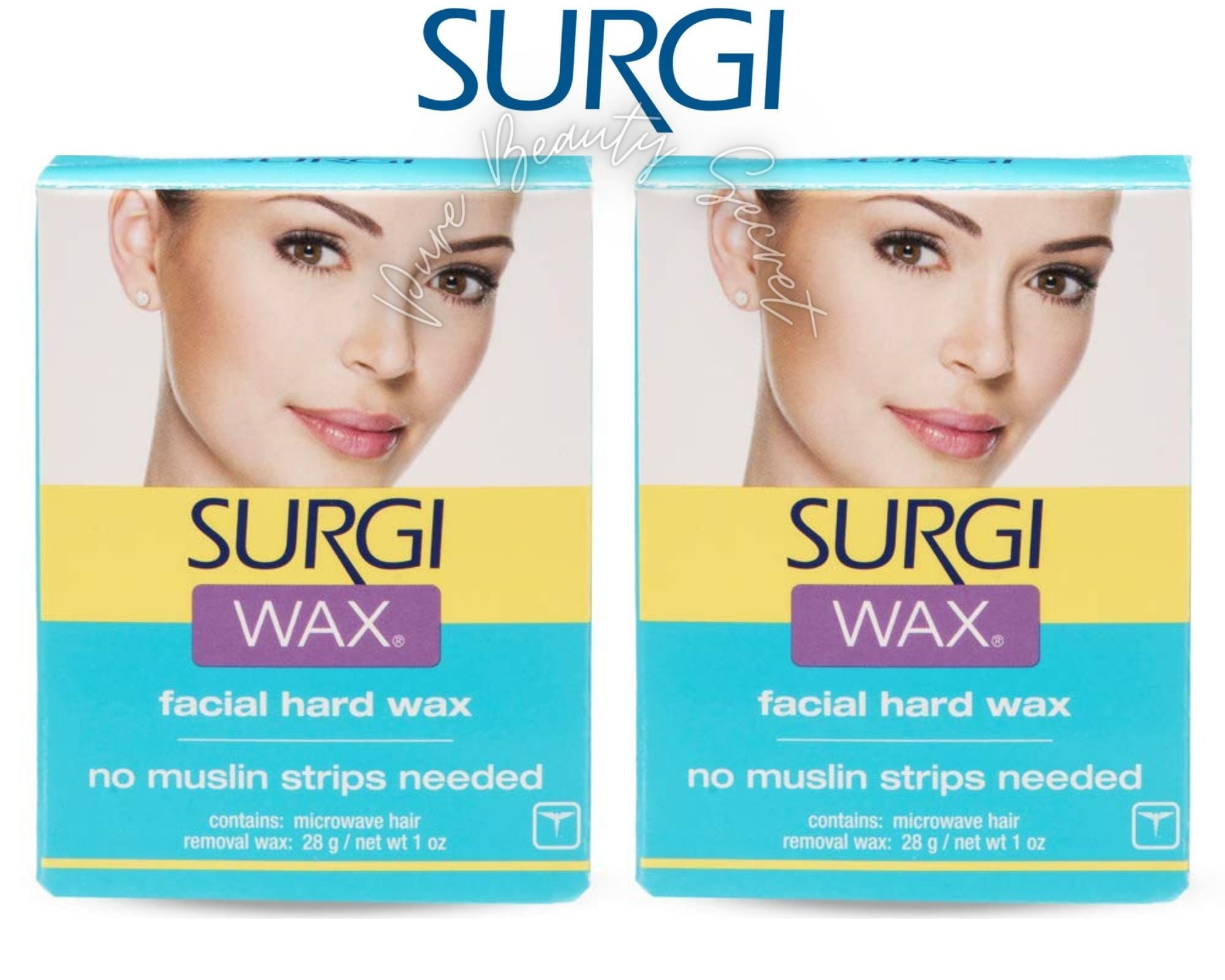 Surgi Microwave Facial Hard Hair Removal Wax 1 Oz, 2 Pack for Sensitive Skin Home Personal Care ...