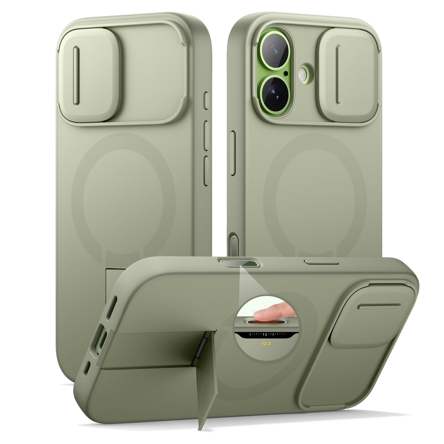 Suritch iPhone 17 Case with Camera Cover, Shockproof Bumper, Kickstand ...