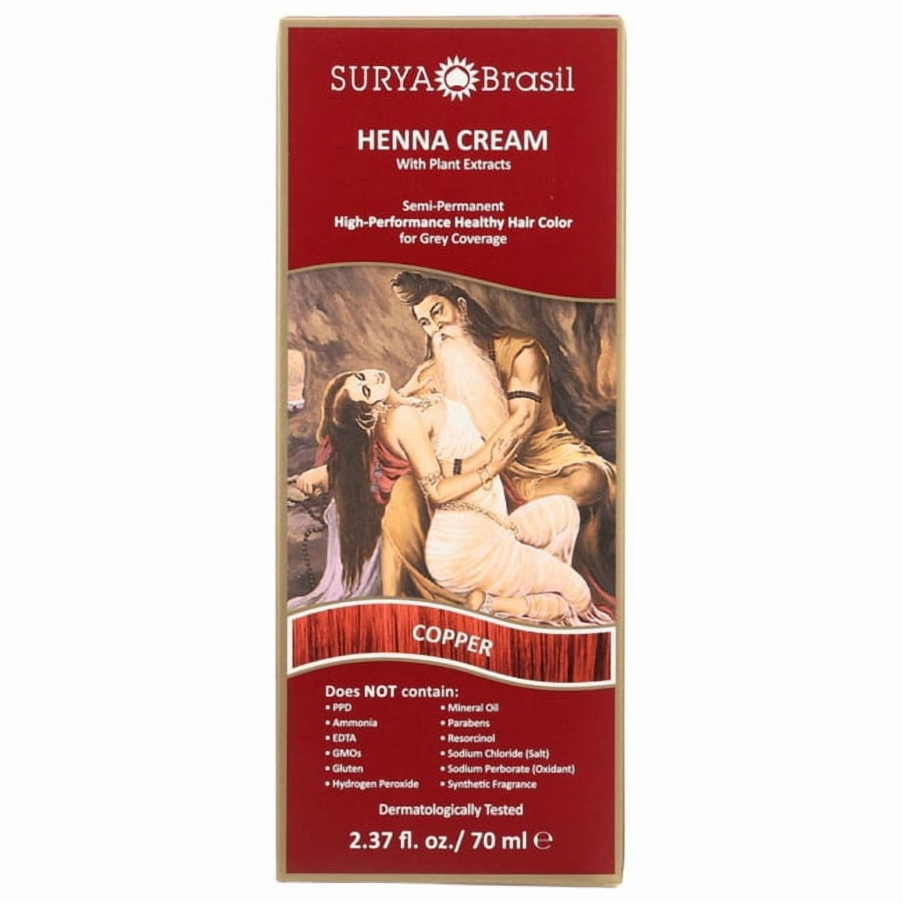 Surya Brasil Organic Henna Cream Hair Color, Copper, Antioxidant-Rich ...