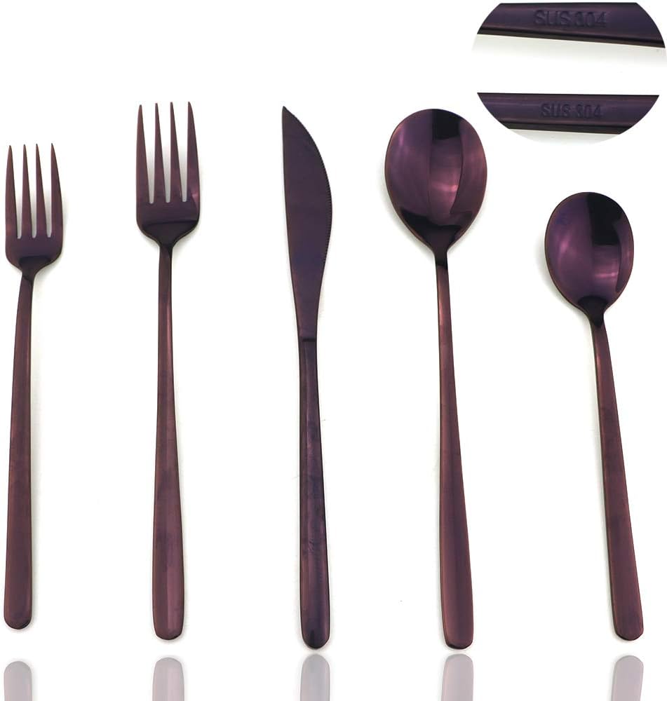 SUS304 Stainless Steel Flatware Set - Mirror Polished Purple, 30-Piece ...