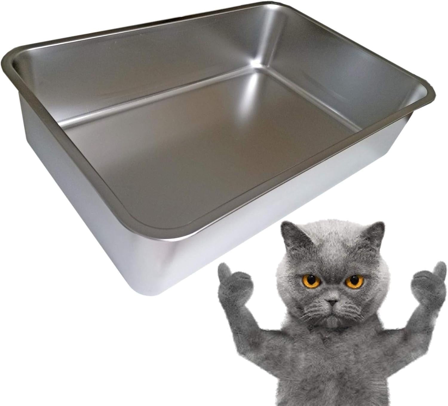 SUS304 Stainless Steel Food Grade 6" Deep Cat Litter Box, Corrosion ...
