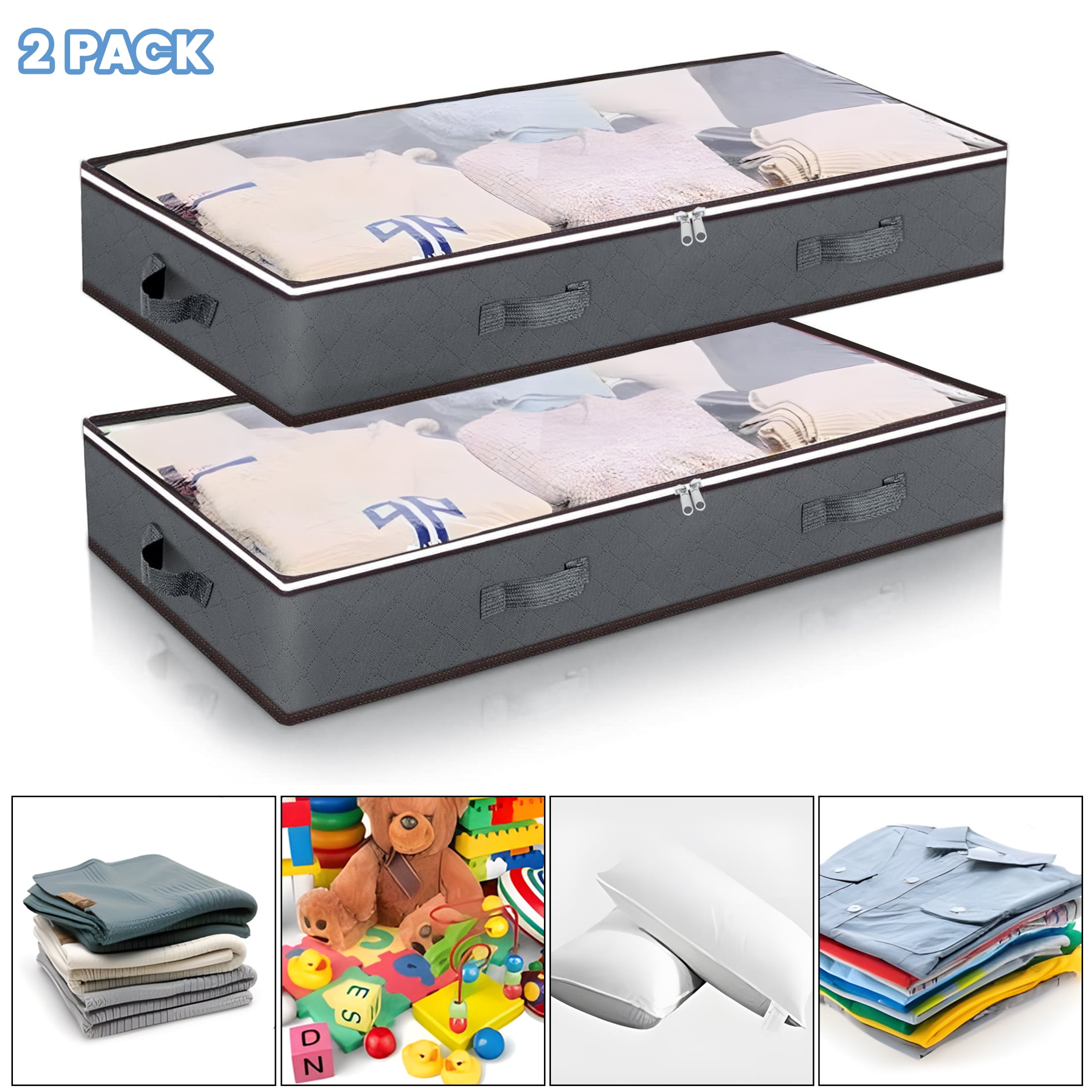 Yalumo Under Bed Storage Bags, 2 Pack Closet Organizers and Storage ...