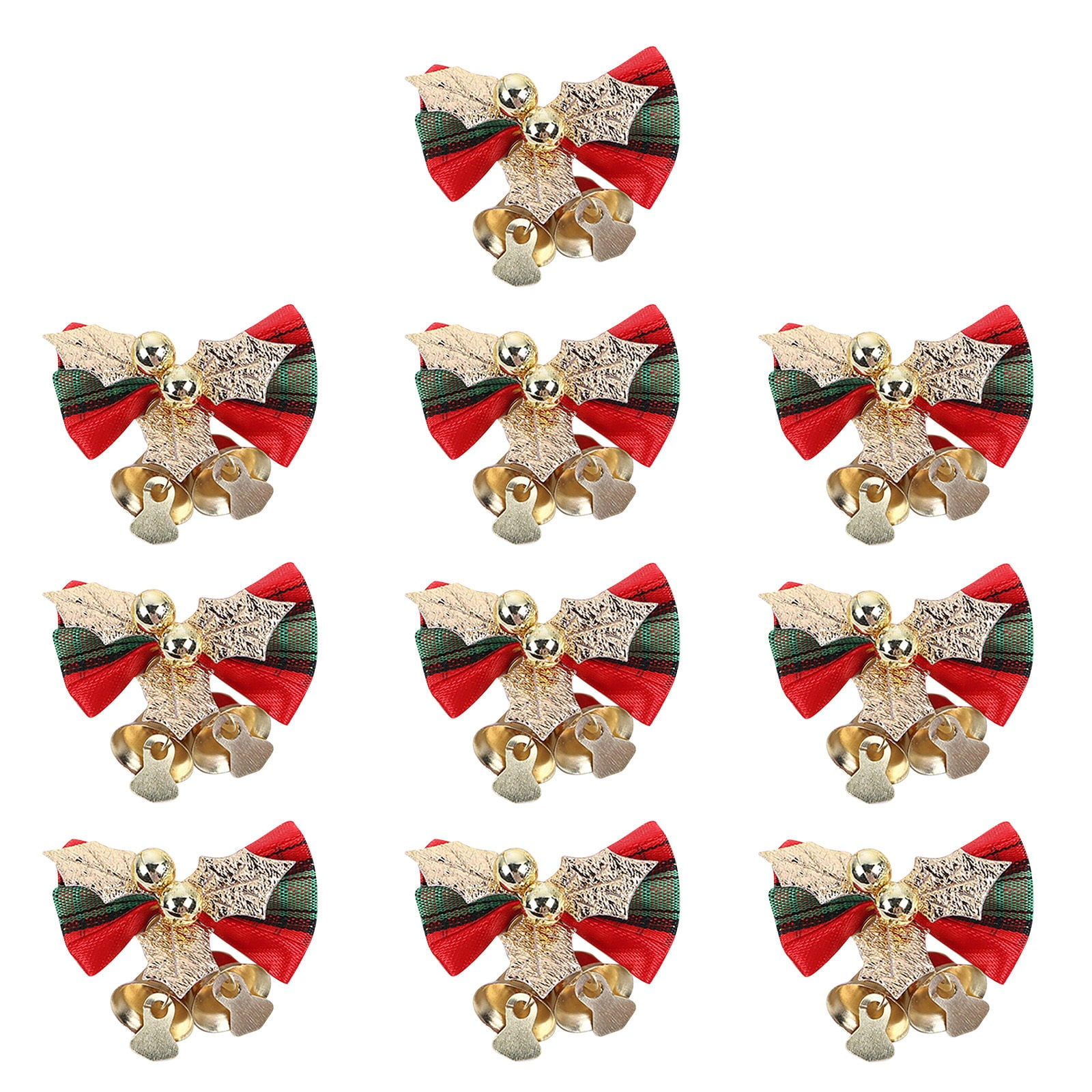 SUSHANG 10 Pieces Jingle Bells Christmas Mini Bows Decorations Red ...