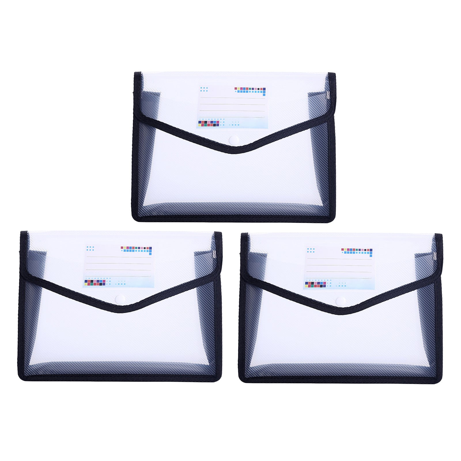 SUSHANG 3PCa4 Transparent Document Bag Plastic File Folders A4 Size 3 ...