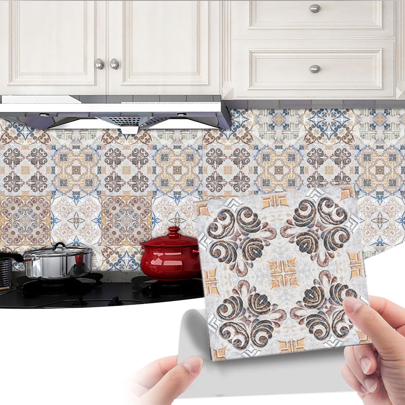 SUSHANG 6pc Peel and Stick Backsplash And Stick Ceramic Tile Paste 3D ...