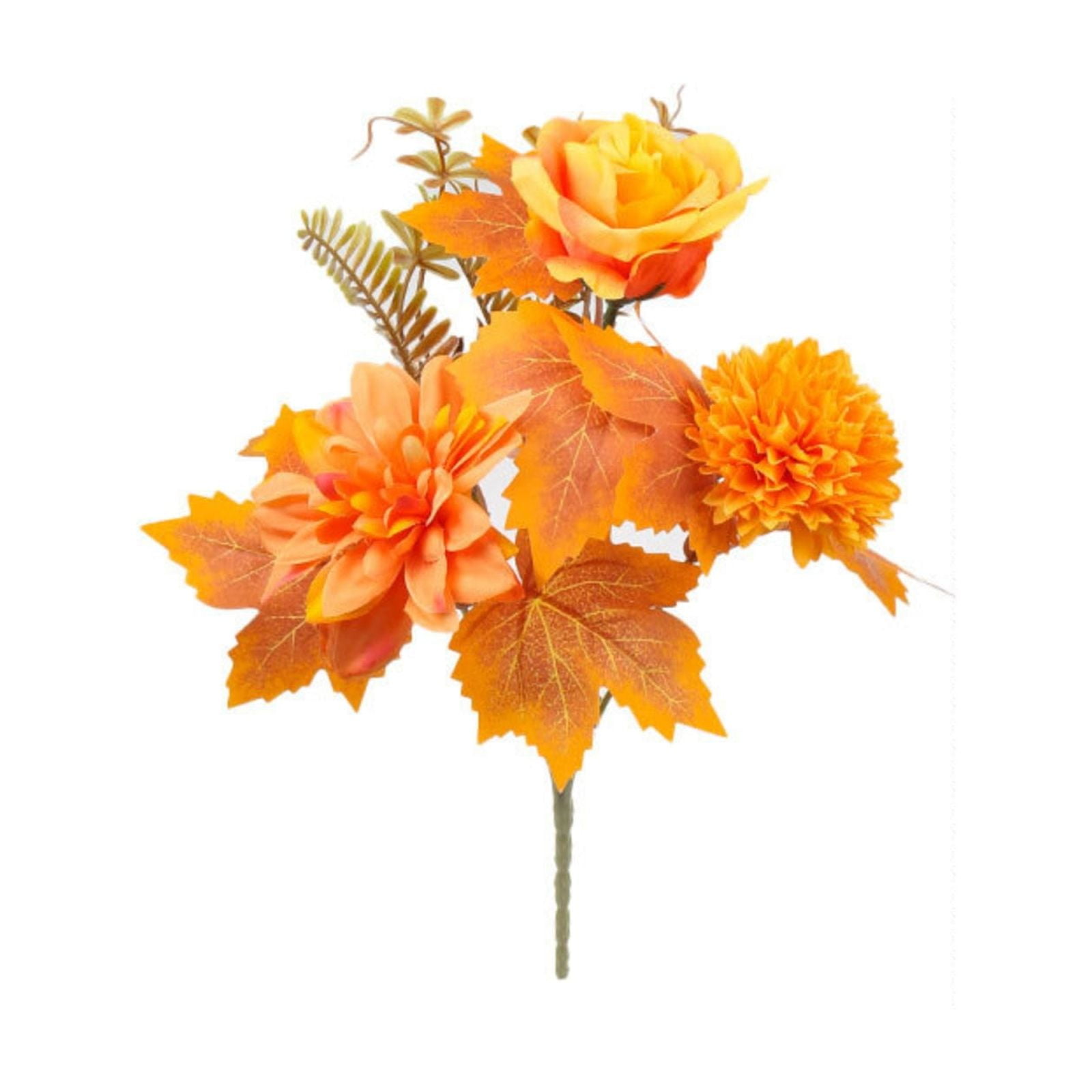 SUSHANG Artificial Orange Maple Leave Flowers Bunches with Bendable ...