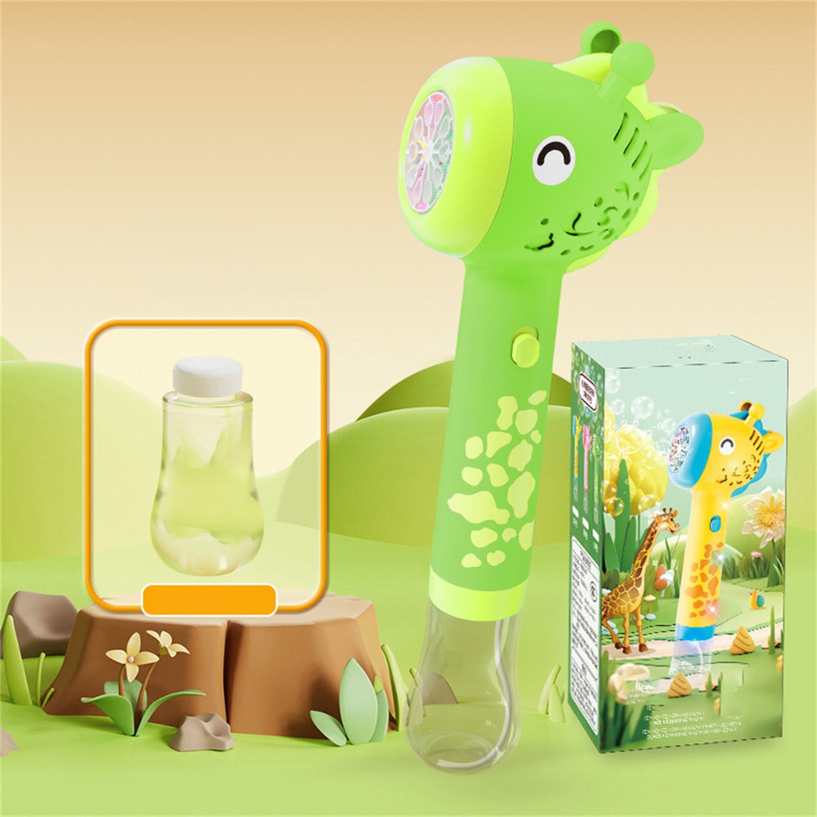 SUSHANG Automatic Giraffe Bubble Maker with Light Up Features 10 Hole ...