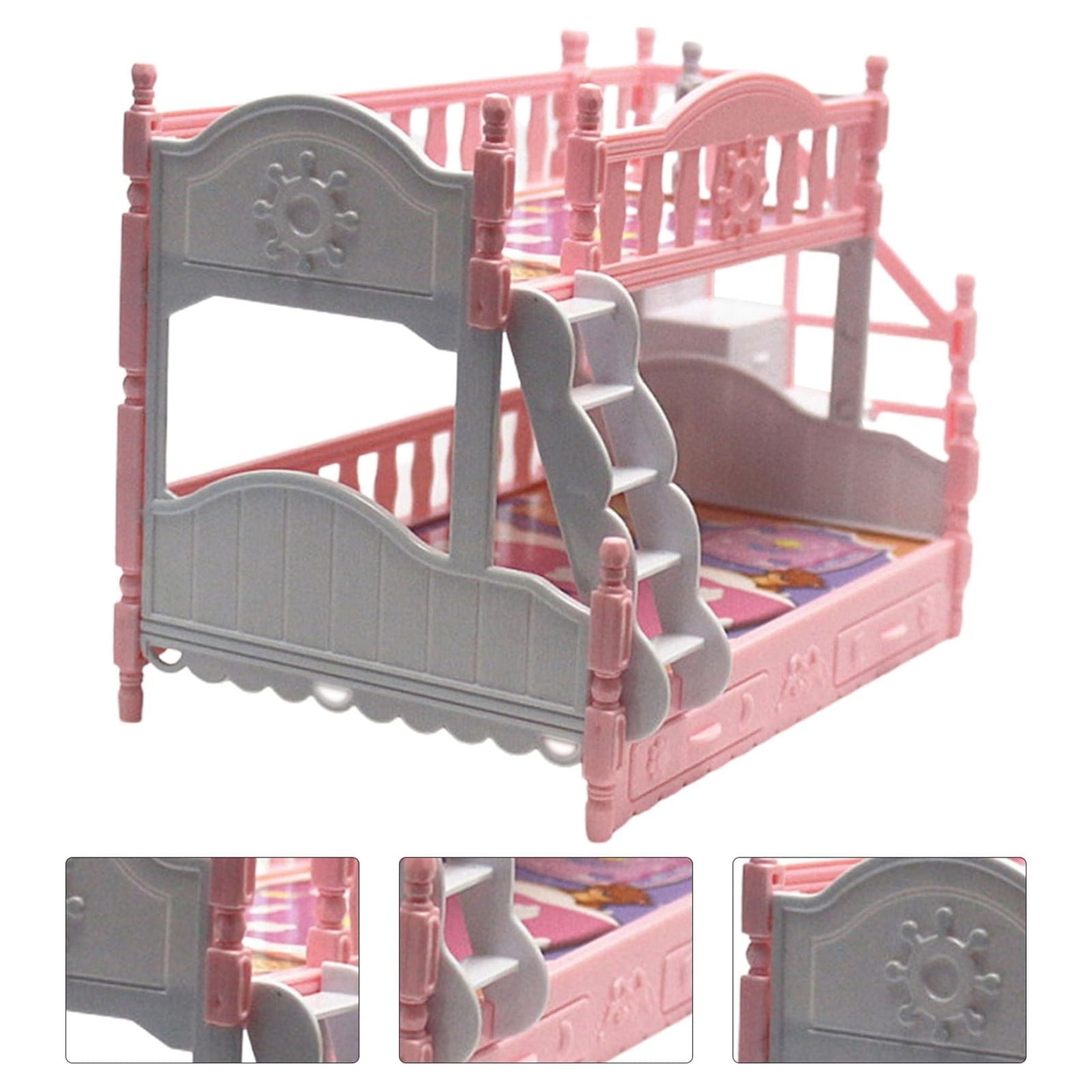 SUSHANG Badger Basket Wooden Trundle Doll Bunk Bed with Ladder, Pretend ...