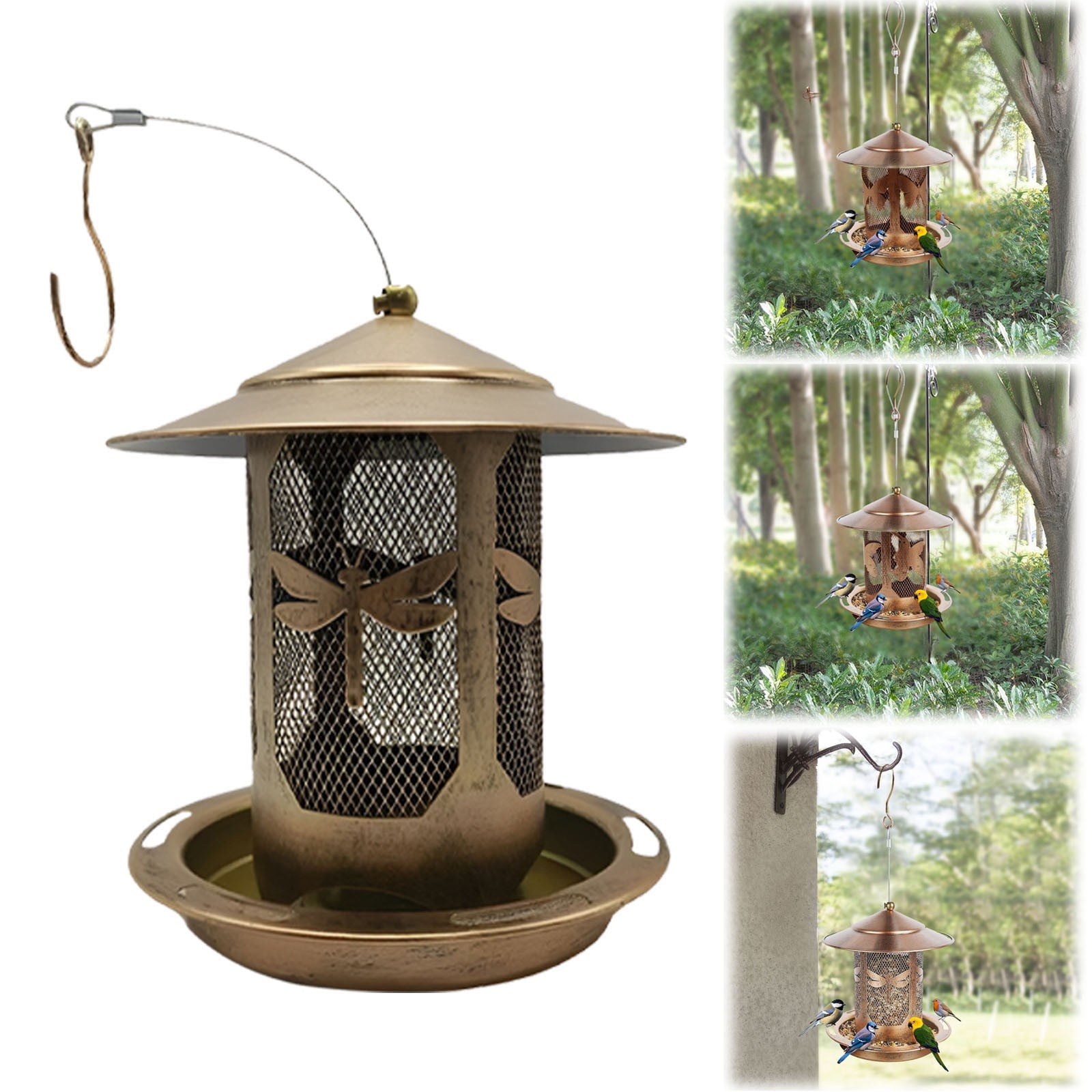 SUSHANG Bird Feeder, Metal Wild Bird Feeders for Outdoors Hanging ...