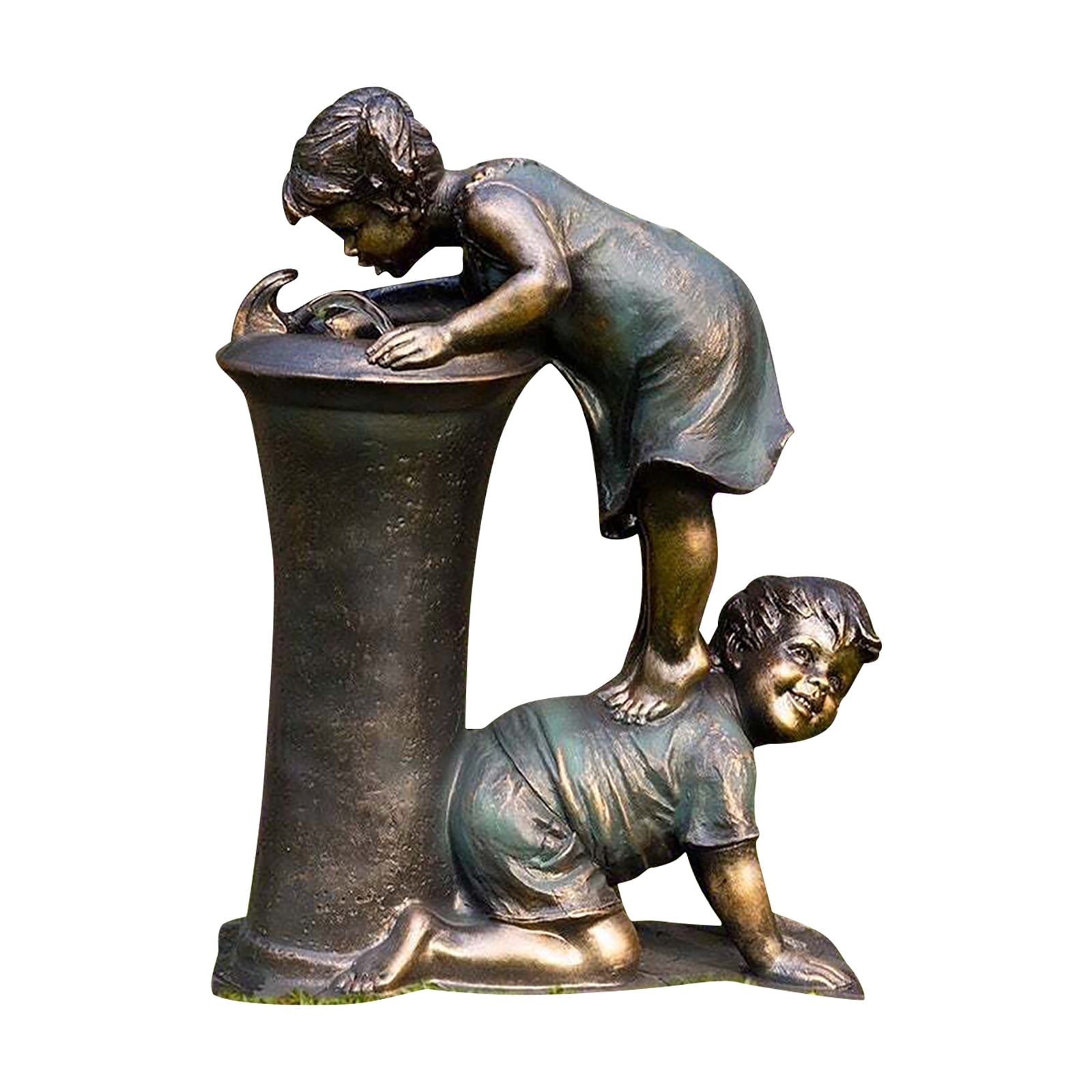 SUSHANG Boy & Girl Garden Statue, Fountain Yard Art Decoration, Outdoor ...