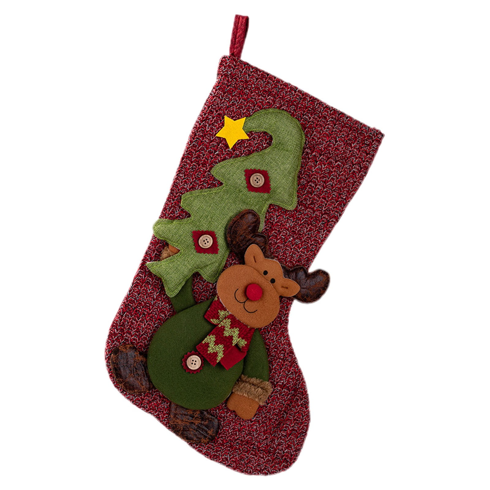 SUSHANG Classic Large Christmas Stocking Set with Santa Snowman ...