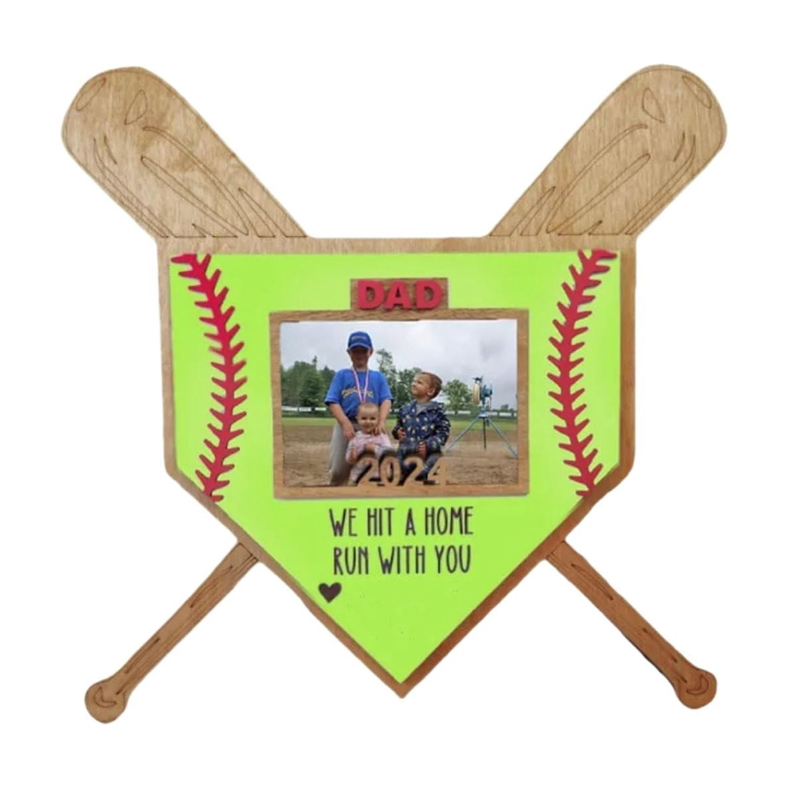 SUSHANG Creative Baseball Themed Wood Frame for Fathers Day Wooden ...