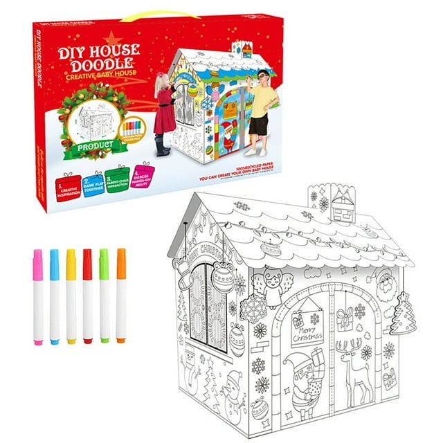SUSHANG Easy Playhouse Holiday Cottage - Kids Art & Craft for Indoor ...