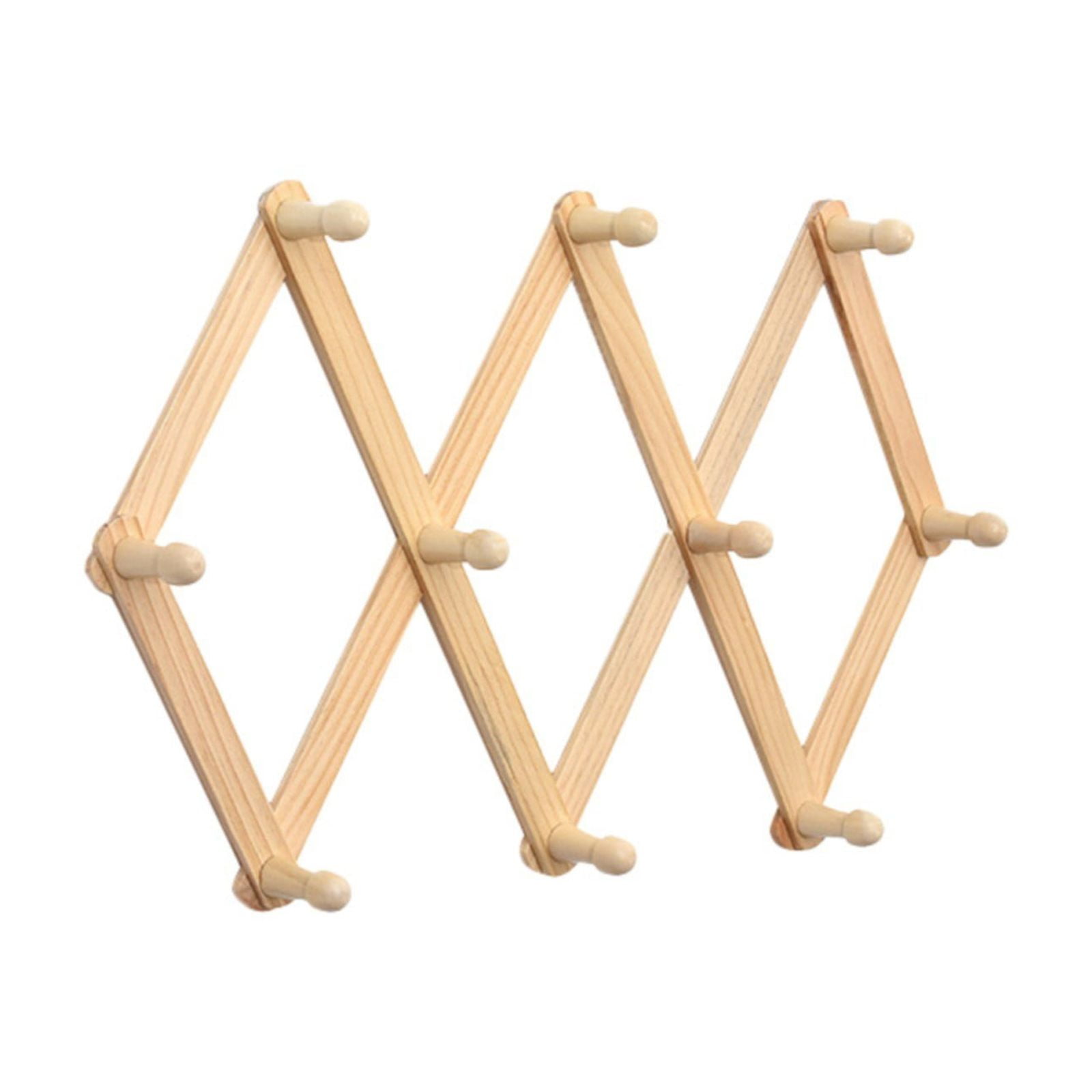 SUSHANG Expandable Wooden Accordion Wall Mounted Hanger Rack with 10 ...