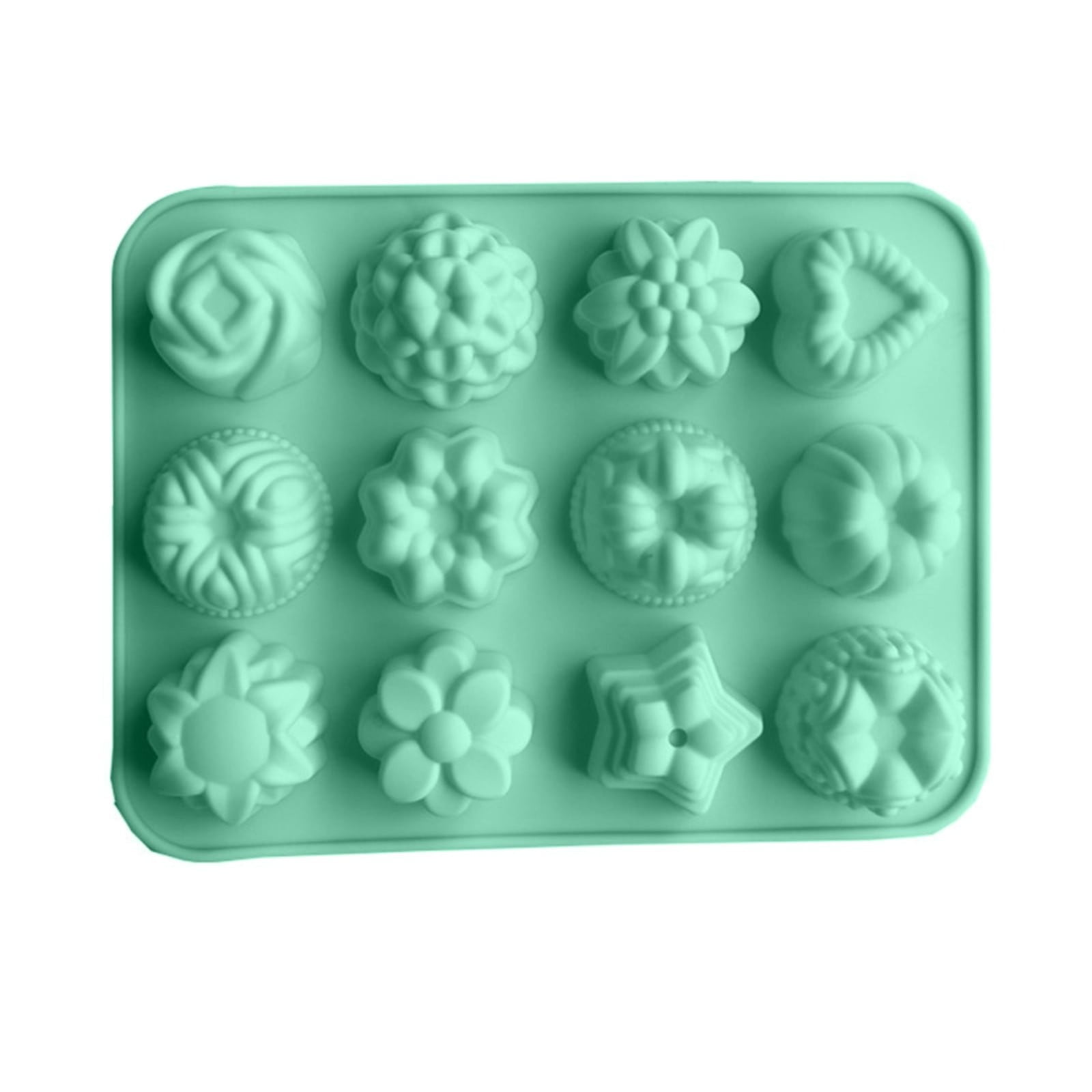 SUSHANG Flower Shape Candy Set Silicone 12 Cavity Baking and Ice Cube ...