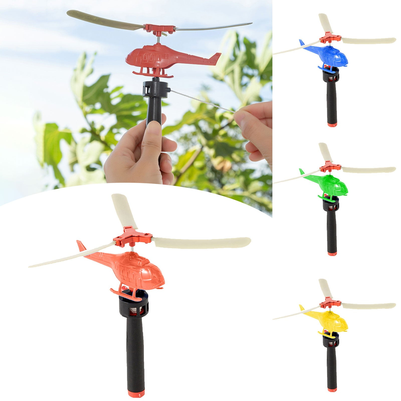 SUSHANG Flying Helicopter Set for Kids Helicopter With Handle Pull ...