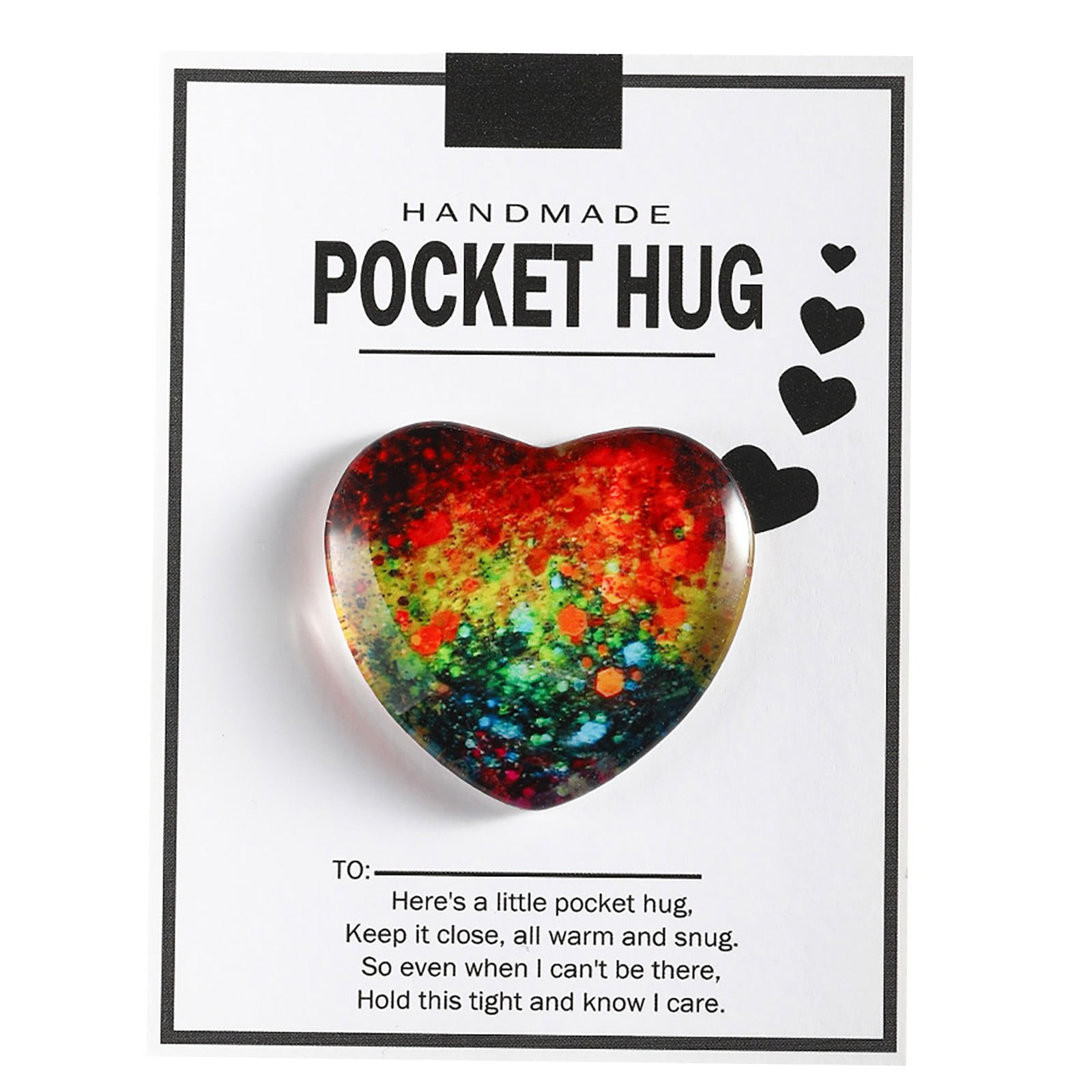 SUSHANG Fused Glass Heart Pocket Hug Token, Small Miss You Gift ...