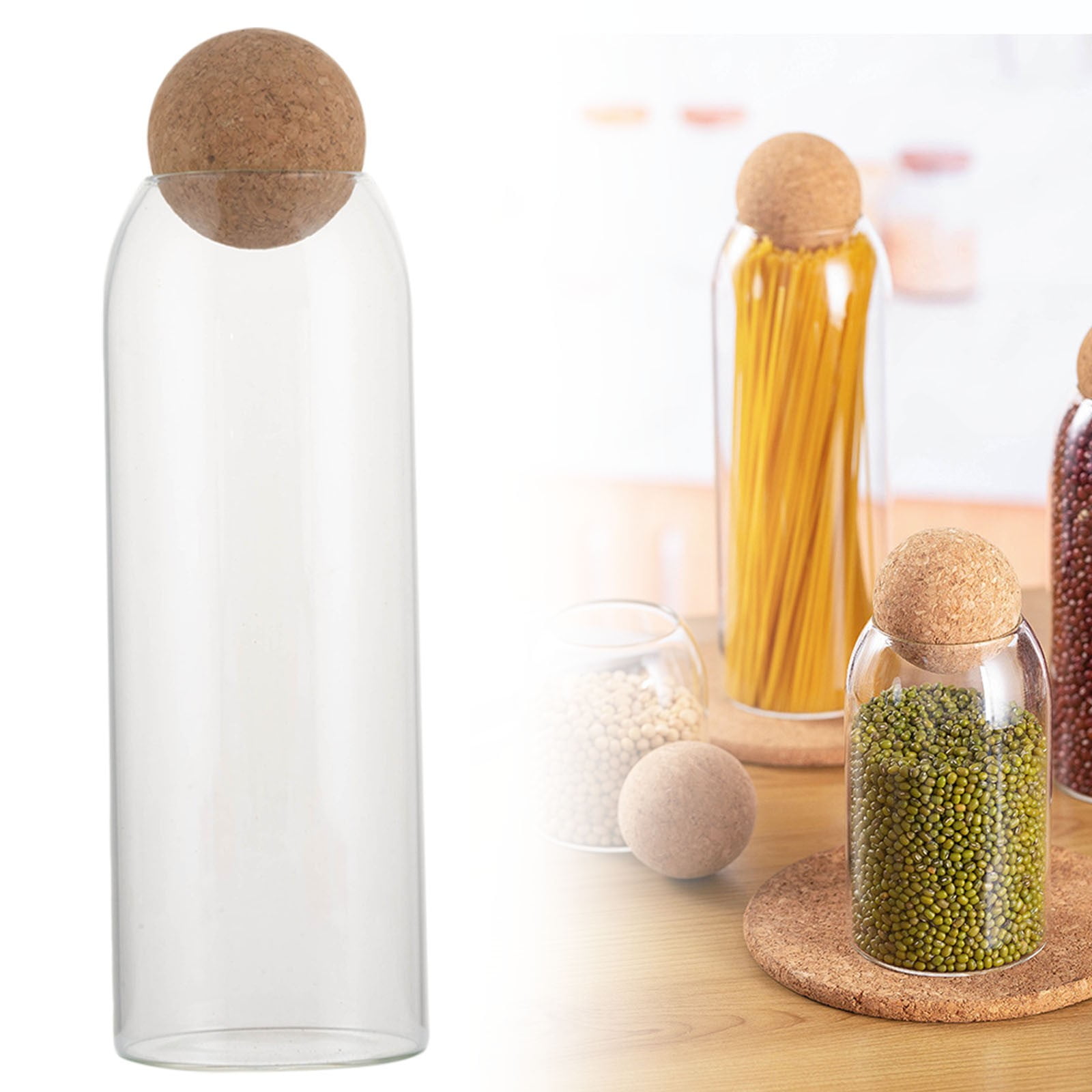 SUSHANG Glass Jars with Cork Stoppers Lids for Kitchen Storage ...