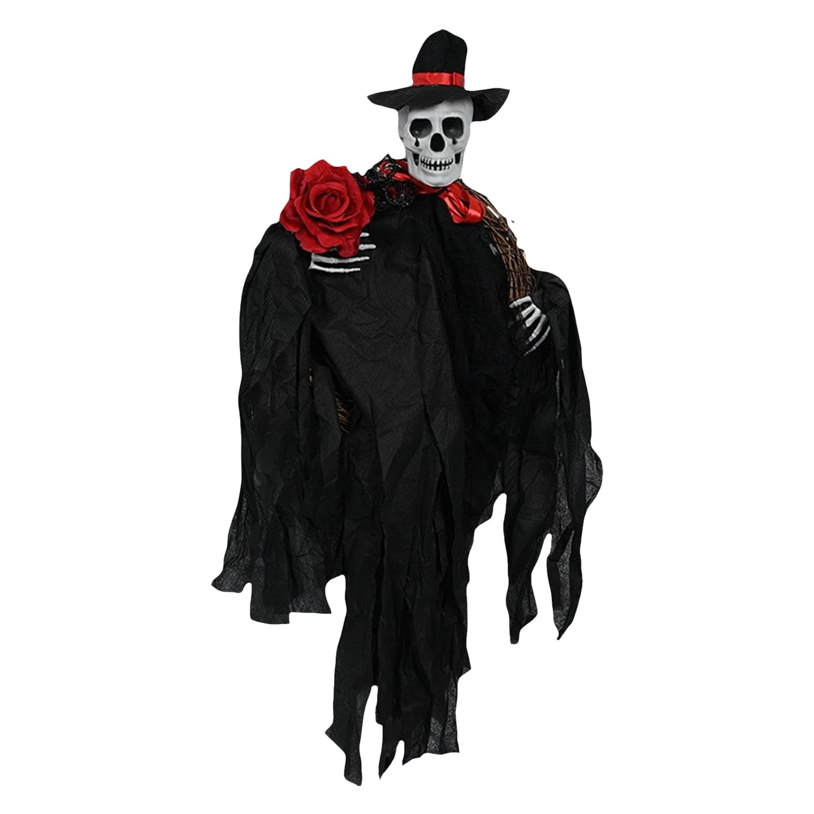 SUSHANG Hanging Scary Halloween Skull Decorations with Elegent Silk ...