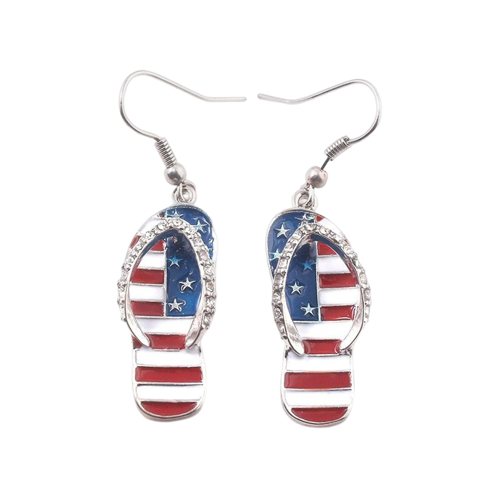 SUSHANG Independence Day Slipper Earrings American Flag Fashion Ear ...