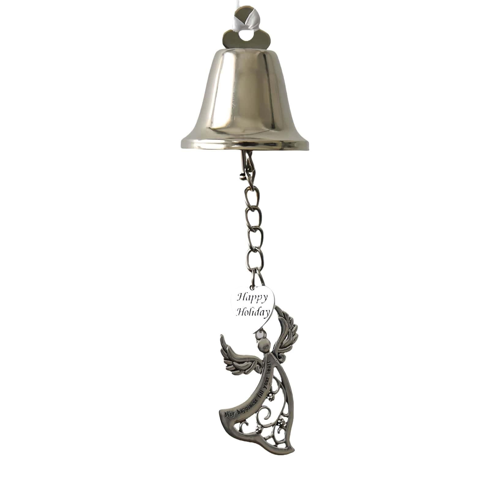 SUSHANG Large Silver Christmas Bells with Snowflakes Heart and Angel ...