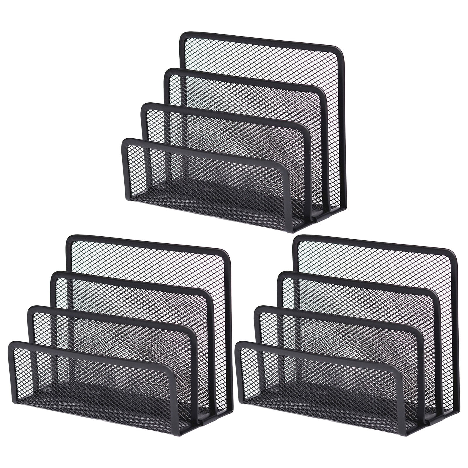 SUSHANG Metal Combined File Rack 3 Layer Desktop Storage Shelf Black ...