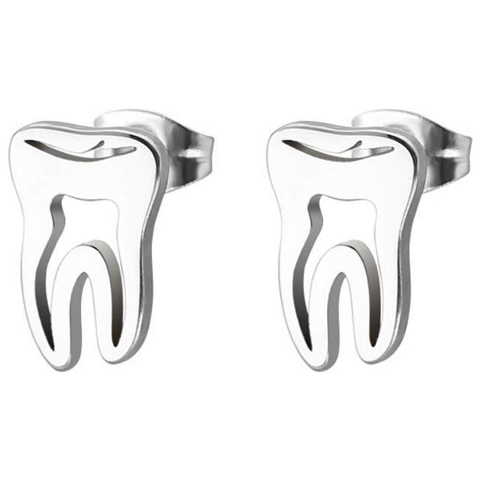 SUSHANG Mini Tooth Earrings Joyas Stainless Steel Teeth Shape Earrings ...