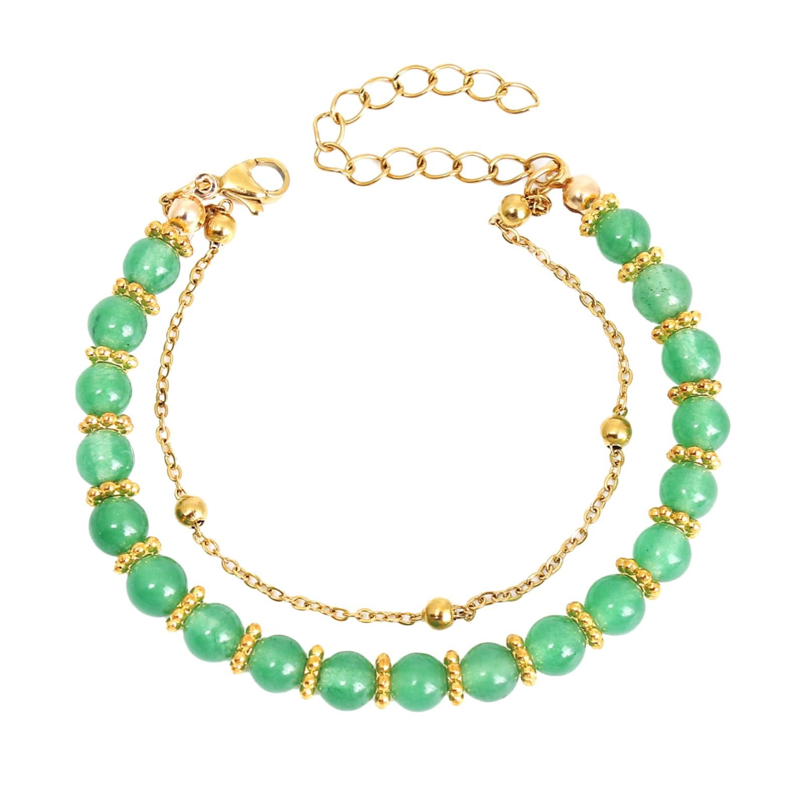 SUSHANG Natural Stone Beaded Double Layer Bracelet for Women Natural ...