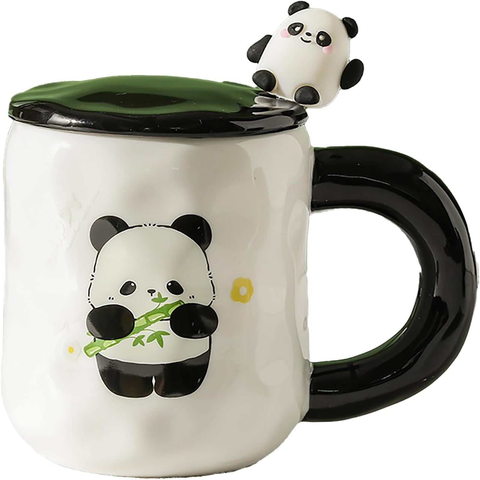 SUSHANG Novelty Panda Coffee Mug Gift Set 16 OZ White Ceramic Cup with ...