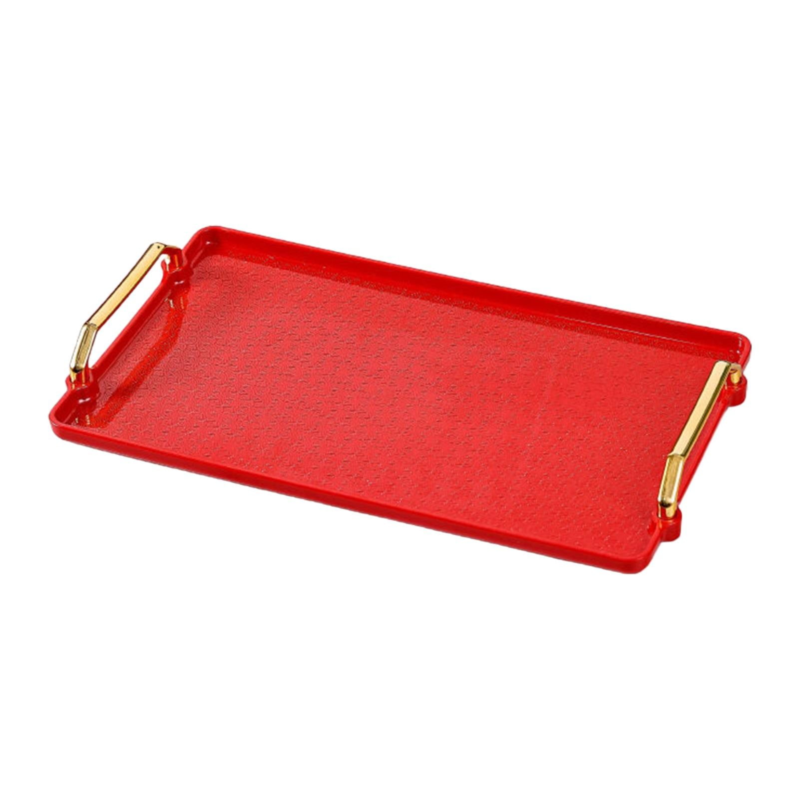 SUSHANG Plastic Tea and Snack Serving Tray Rectangular Polka Dot Design ...